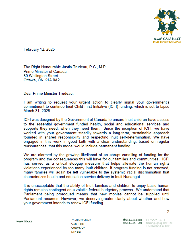 ITK letter asks federal government to signal commitment to ICFI — Inuit ...